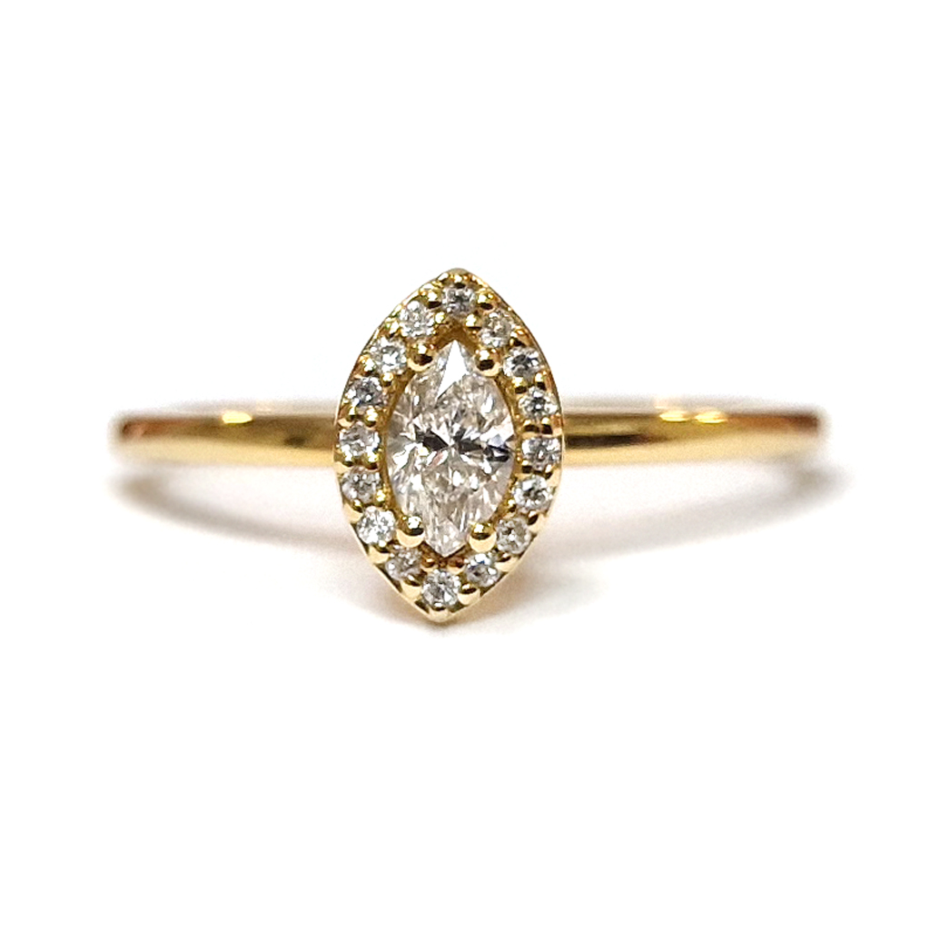 Дамски диамантен пръстен от жълто злато 18 карата - Давков Бижута ...